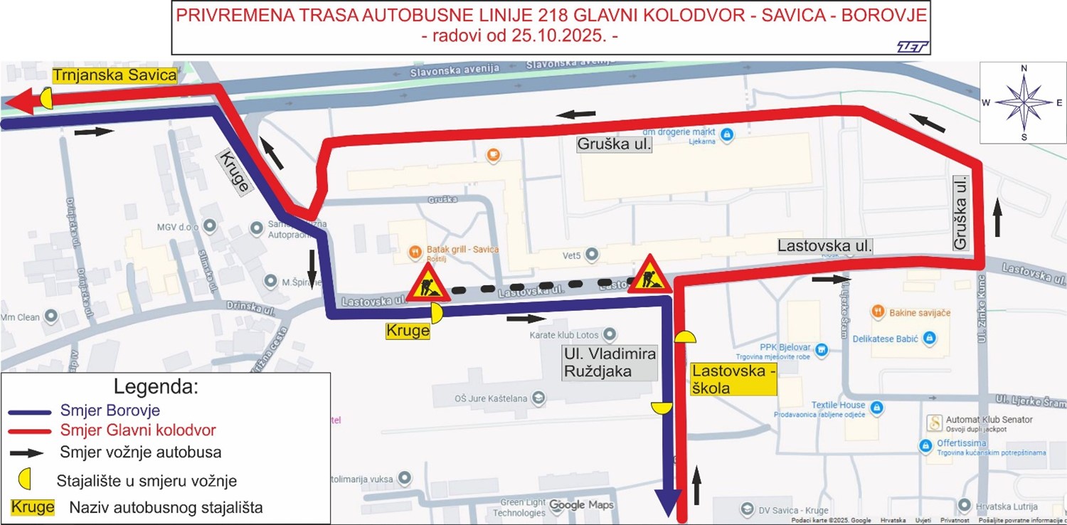 Linija 218 mijenja trasu prema Glavnom kolodvoru ZET - Javni prijevoz u Zagrebu